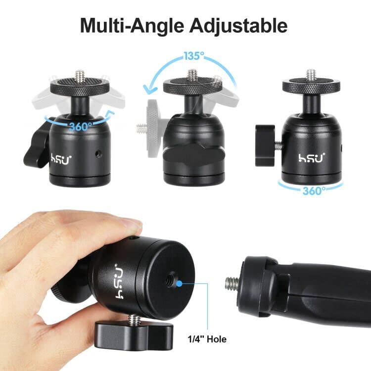 HSU Magnetic Camera Mount Base Kit with Mini Ball Head for GoPro, with Aluminum 1/4"-20 GoPro Tripod Mount Compatible with GoPro Hero 11/10/9/8/7/6/5 Insta360/ Osmo Action/DSLR Camera (3.5” Base)