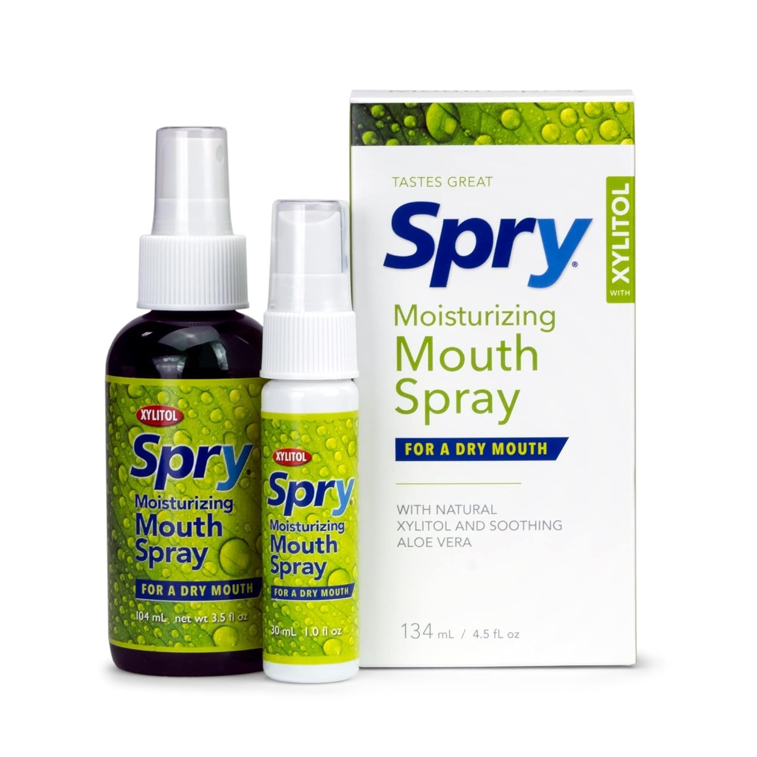 Spry Xylitol Moisturizing Bad Breath Mouth Spray, Bad Breath Treatment Oral Breath Spray with Natural Spearmint, 4.5 fl.oz (Pack of 1)