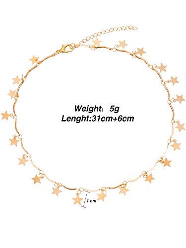 BBTO 4 Pieces Layered Pendant Choker Necklace Gold Layering Chain Choker for Women Girls (Style A)