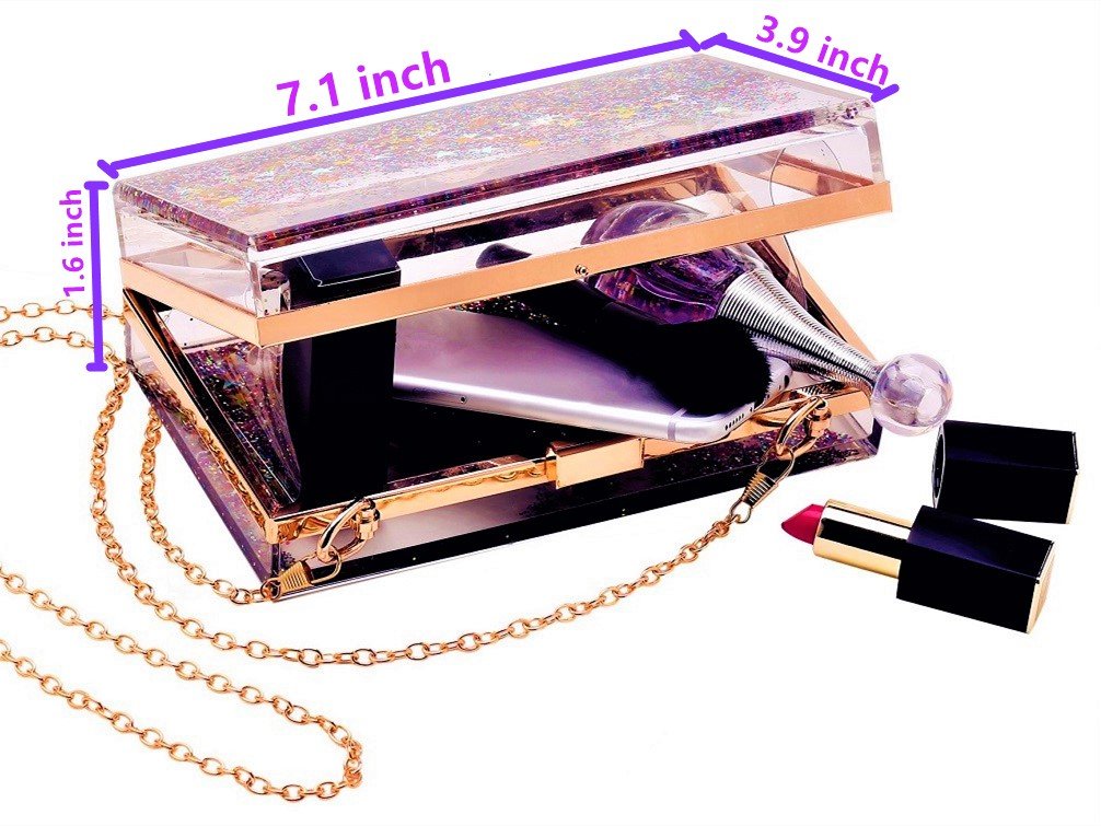 JeVenis Womens Transparent Sequins Chain Clutch Evening Handbag Party Cross-body Purse (New Multicoloured)