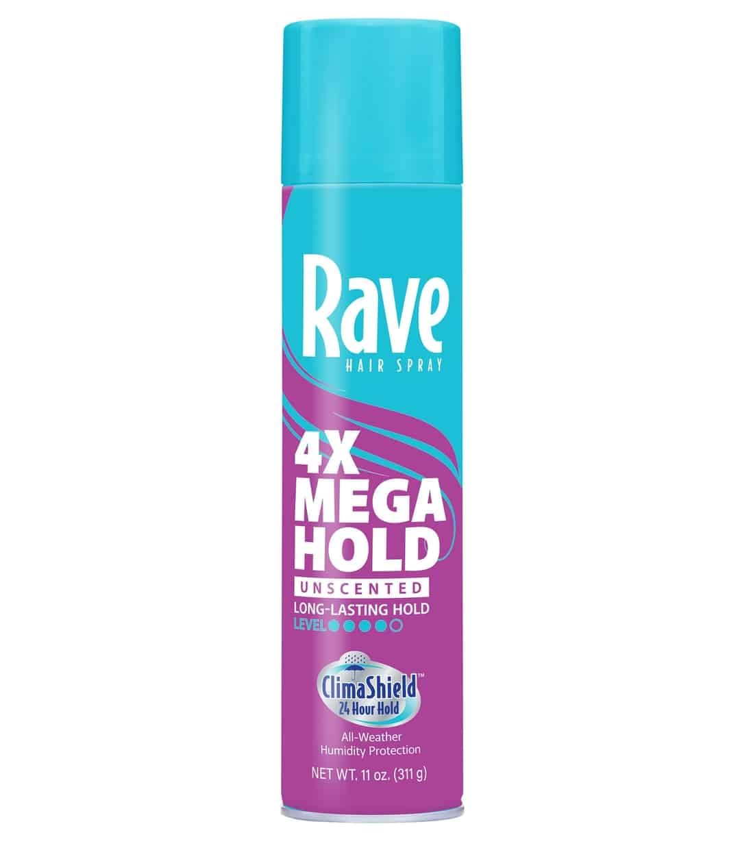Rave 4x Mega Aerosol Hair Spray Unscented 11 Oz,Pack of 1