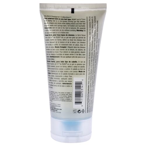 RUSK Designer Collection Jel Fx Firm Hold Styling Gel, 5.3 Oz, Medium to Firm-Hold, Used for Slicking, Molding, or Blow-Drying without Flaking, Full-Body Style