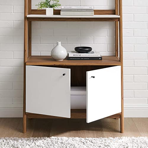 Modway Bixby Display Case, 33" Bookshelf, Walnut White