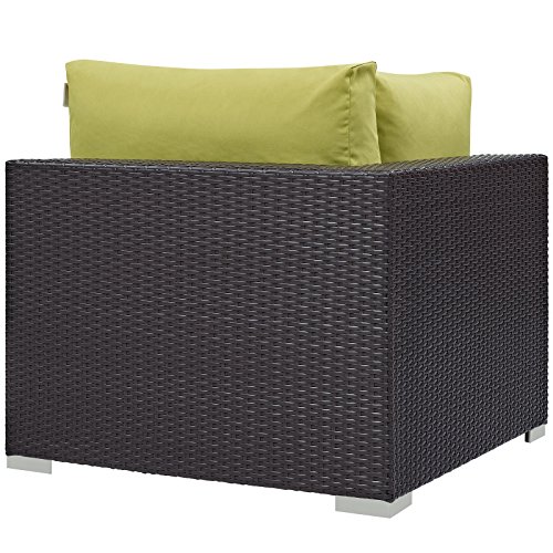 Modway Convene Wicker Rattan Outdoor Patio Sectional Sofa Corner Seat in Espresso Peridot