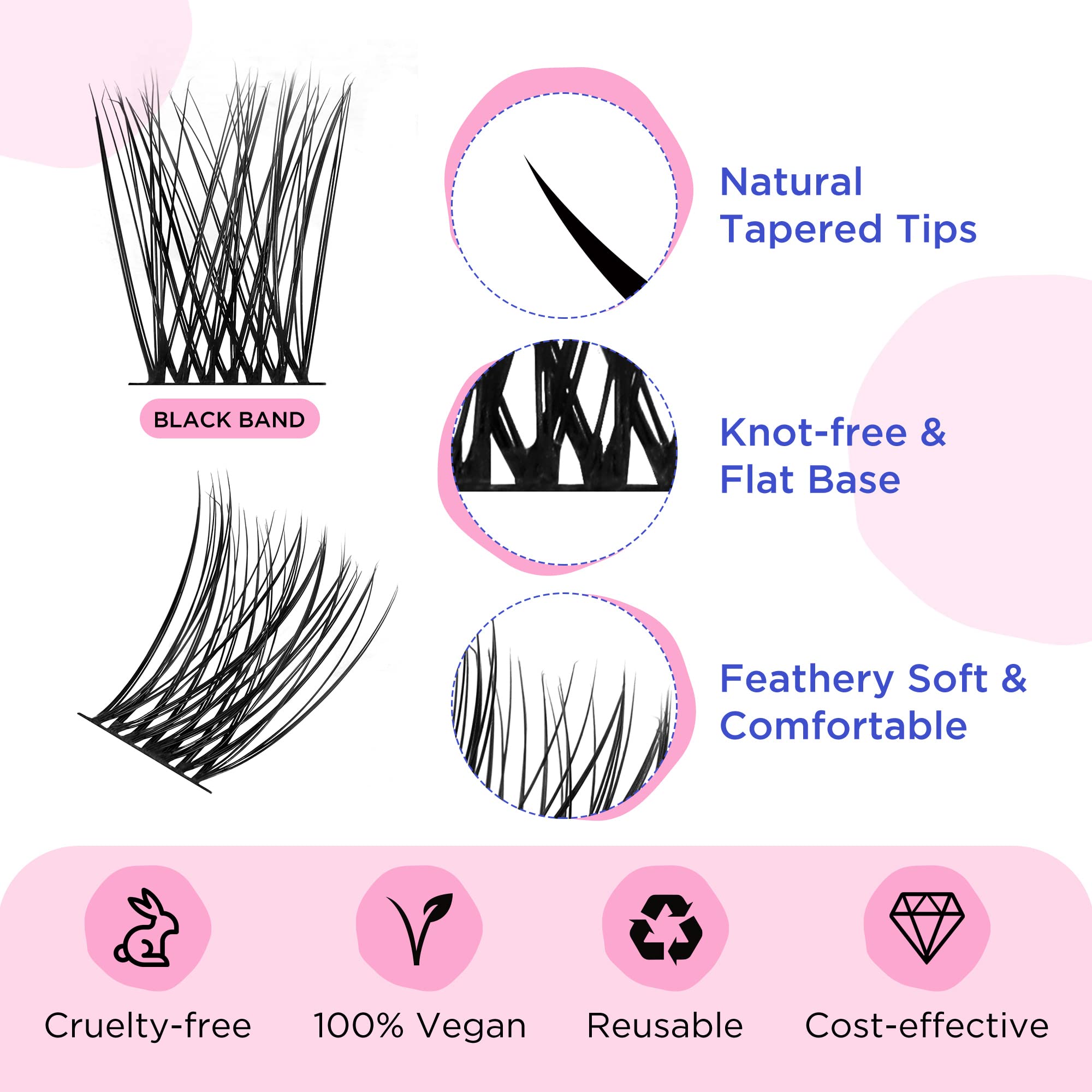 Bepholan Lash Clusters 84pcs DIY Eyelash Extension lndividual Lashes Natural Lash Clusters Wispy Cluster Lashes Lash Extension Clusters False Mink Lash Cluster Mix Black C03B-84B