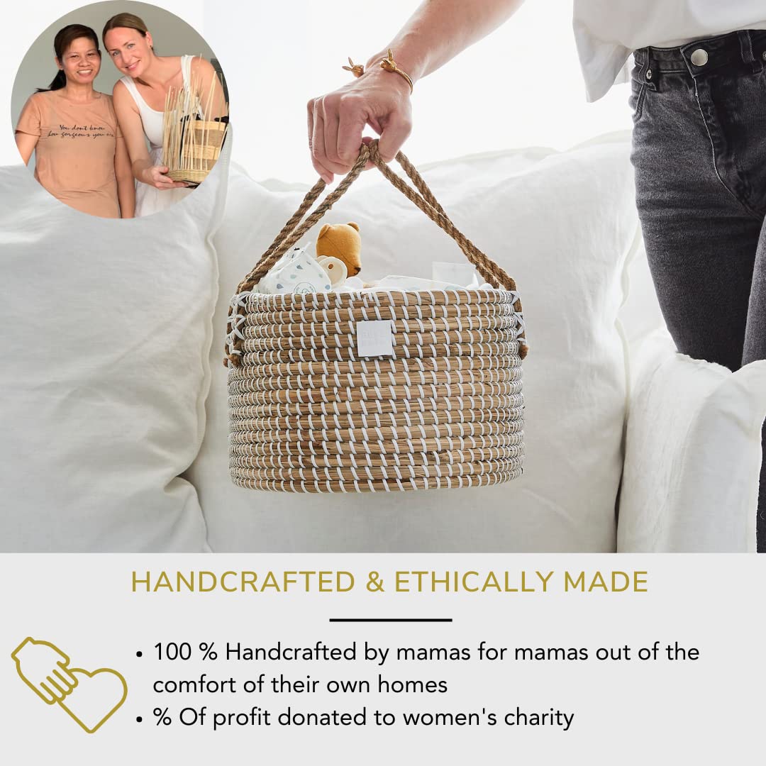BEBE BASK Premium Nursery Bundle - Matching Baby Changing Basket & Baby Diaper Caddy Organizer - Handmade & Organic