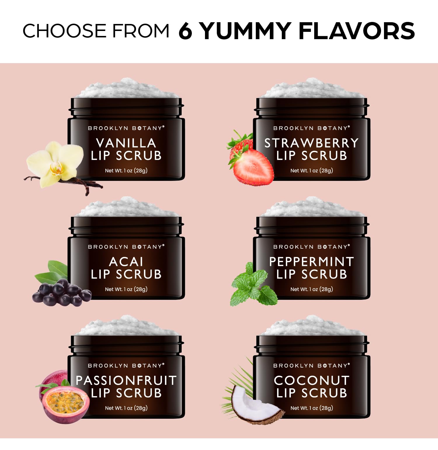 Brooklyn Botany Lip Scrub Exfoliator 1 oz β Lip Moisturizer for Dry Lips and Chapped Lips β Gentle Lip Exfoliator for Smooth and Brighter Lips β Vanilla Flavor