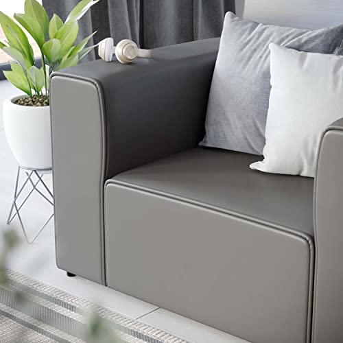 Modway Mingle Vegan Leather Lounge Armchair, Gray
