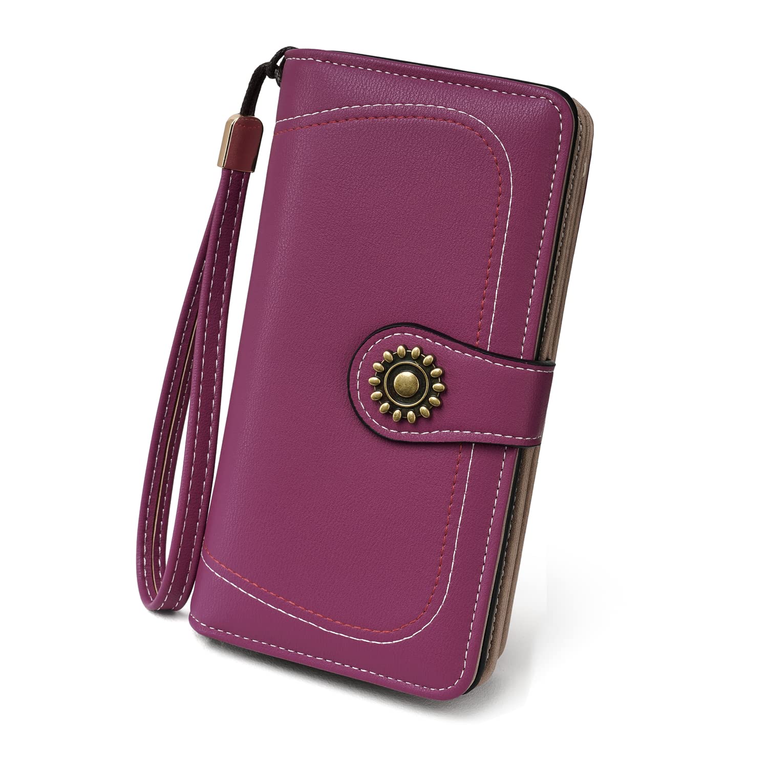 OPAGE Wallets for Women PU Leather Credit Card Holder with RFID Blocking Large Capacity Wristlet