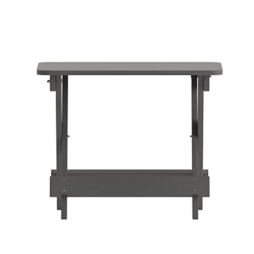Flash Furniture Halifax Outdoor Folding Side Table, Portable All-Weather HDPE Adirondack Side Table, Gray, Set of 1