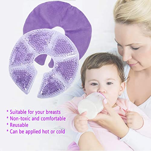 Breast Therapy Pads - Reusable Hot and Cold Therapy Breastfeeding Gel Pads, Boost Milk Let-Down with Gel Bead Pads for Breastfeeding Moms,Mastitis, Engorgement (Purple)