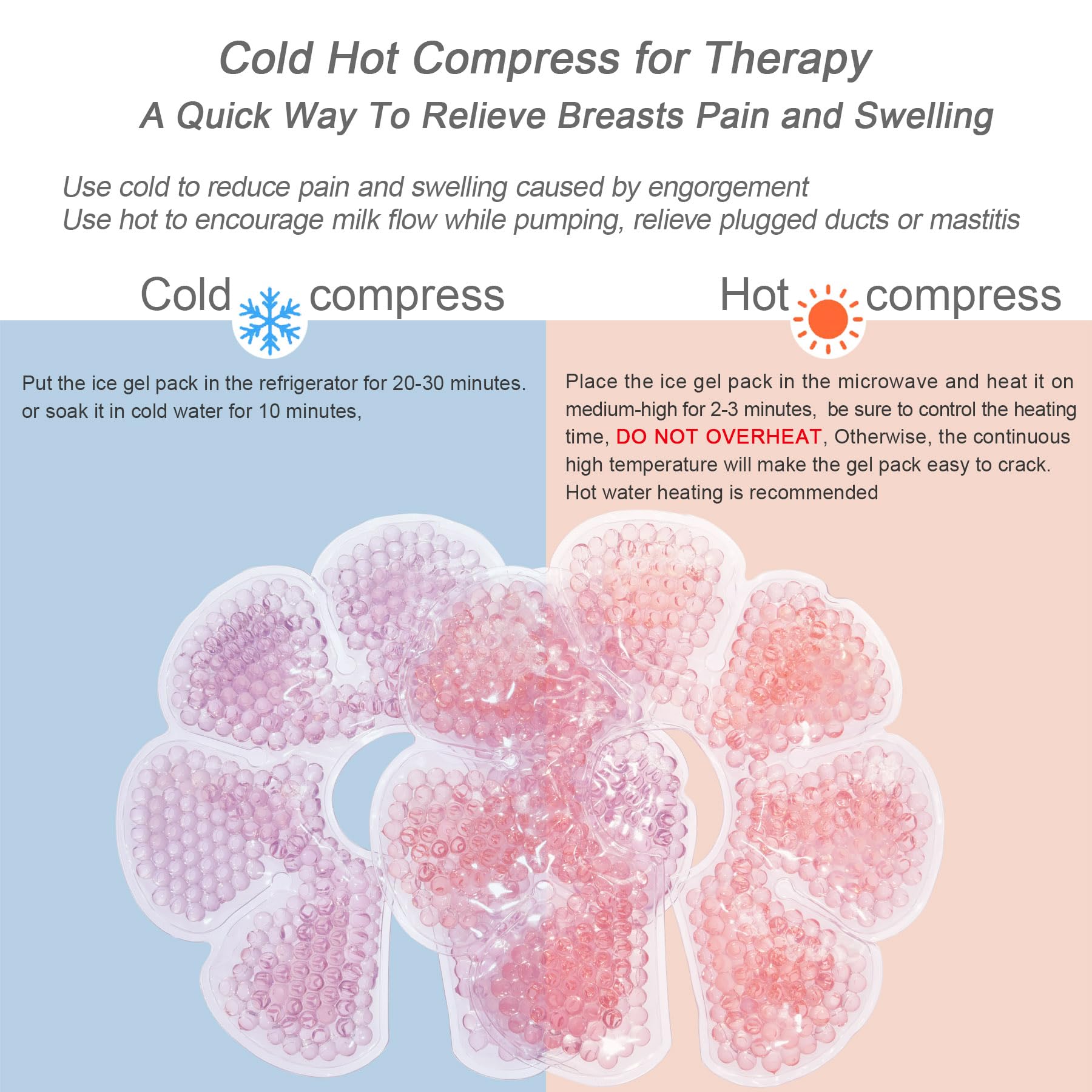 Breast Therapy Packs, Breast Ice Pack, Breast Pads for Breastfeeding, Hot and Cold Soothing Breast Gel Pad for Nursing Moms(2 Pack)