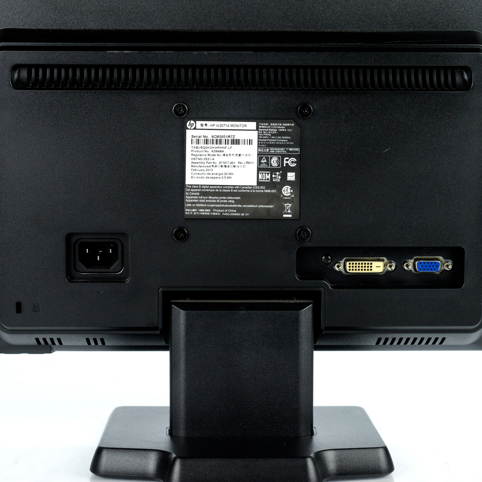 Hp - 20" Widescreen Flat-panel Lcd-led Monitor Model: W2071D