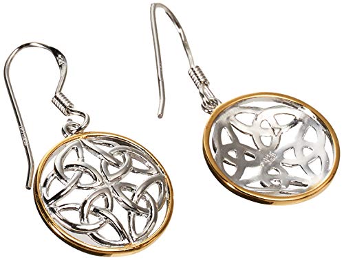 Amazon Essentials 18k Yellow Gold Plated Sterling Silver Two Tone Celtic Knot Round Drop Earrings ,(previously Amazon Collection)