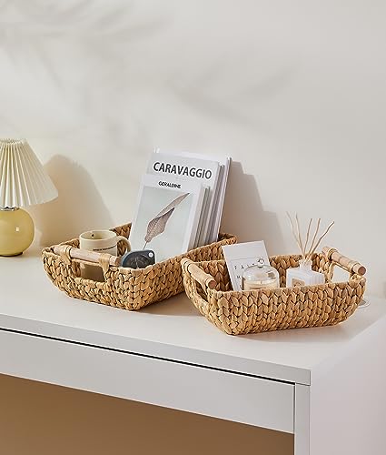Berdeng Wicker Storage Basket, Large Baskets for Gifts Empty, Small Baskets for Organizing, Woven Storage Baskets for Shelves, Toy Basket, Set of 3(Sea Grass)