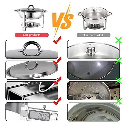 FXTNKYY Chafing Dish,Round Chafing Dish Buffet Set,Stainless Steel Chafers and Buffet Warmers Set,3.5QT Chafing Dishes with Lid & Holder,Food Warmers for Parties Buffet/Home Party (4 Pack)