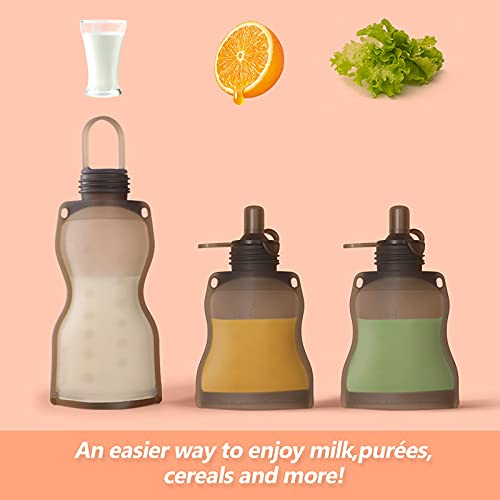 haakaa Reusable Silicone Yummy Pouch - Squeeze Refillable Baby Food Container| Self Feeding Puree,Smoothie Toddler Sippy Cup| Breastmilk Storage Bag|Freezer Safe Cereal Feeder Bottle 6M+,4.6 fl oz