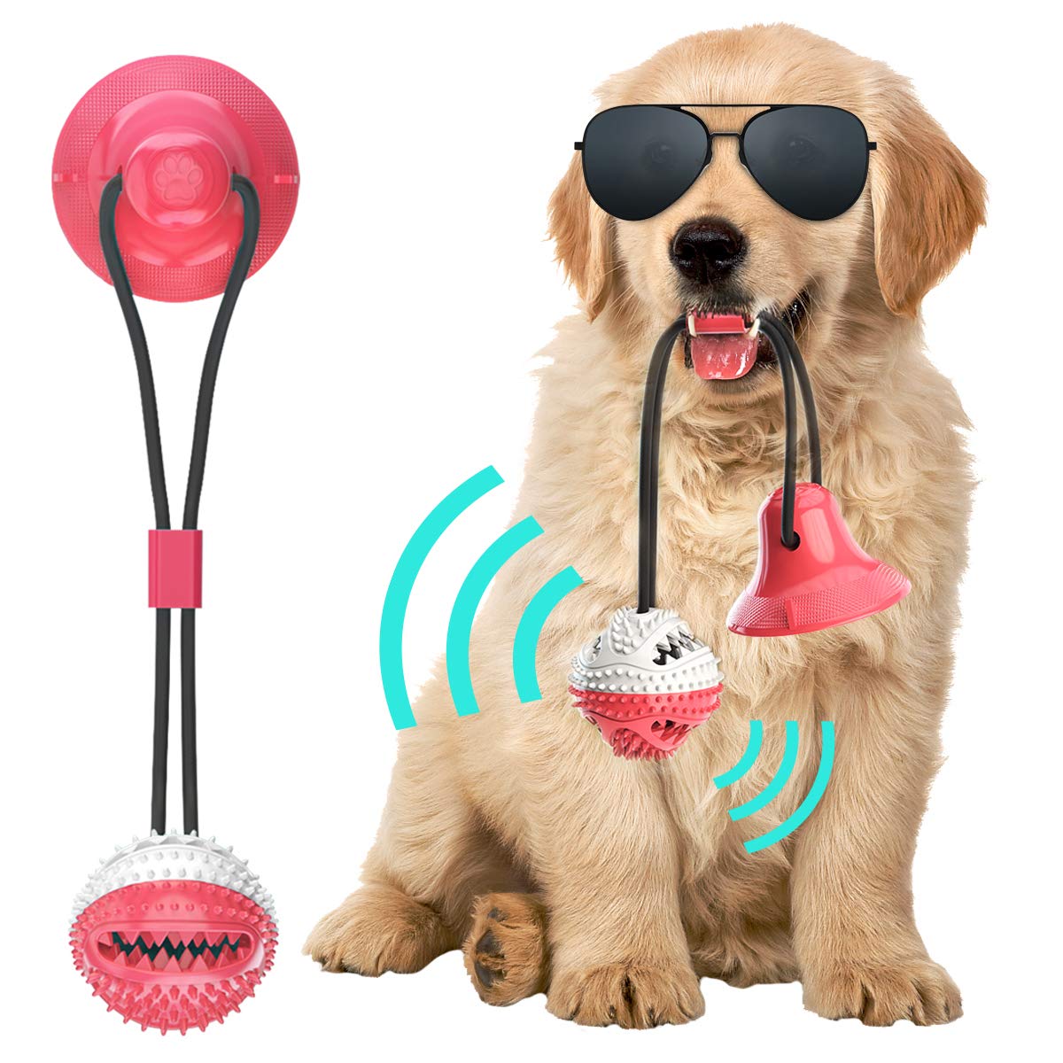 Dog Toys for Aggressive Chewer Dog Ball with Suction Cup Training IQ and Interactive Food Treat, Chewers Dog Toothbrush Interactive Ropes Toy Pet Teeth Cleaning Food Grade Non-Toxic Dental Pet Toy