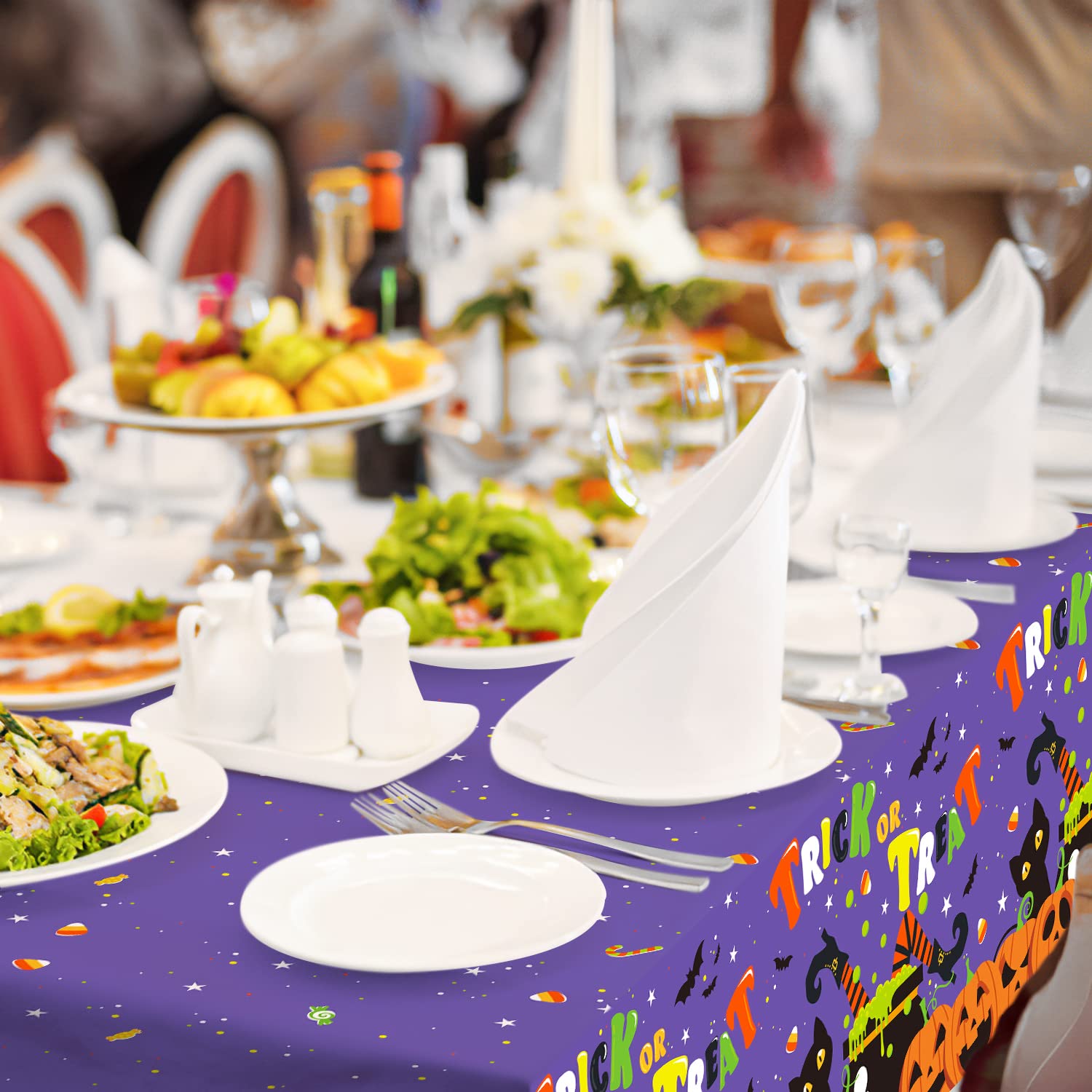 Gatherfun Halloween Party Disposable Tablecloth, Plastic Table Cover for Halloween Themed Party, Halloween Party Supplies, 3 PCS, 54”x108”