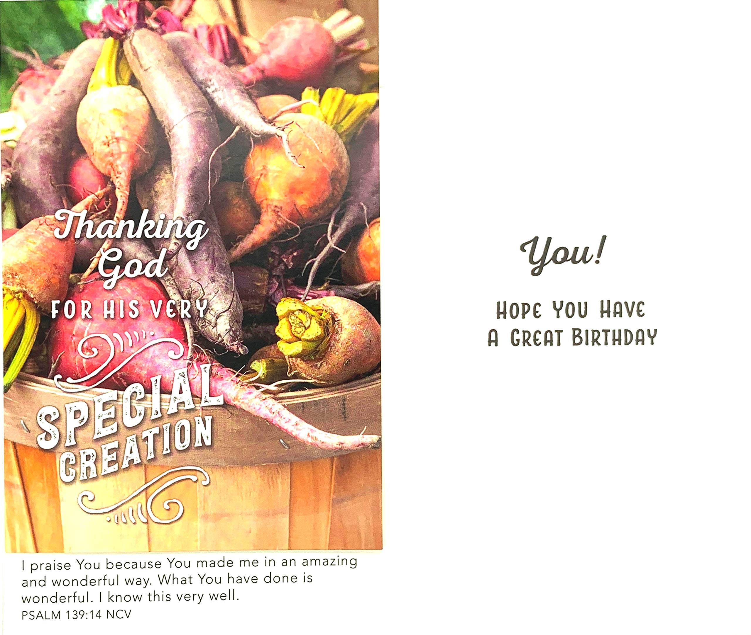 DaySpring - Happy Birthday - Farmers Market - 4 Design Assortment with Scripture - 12 Boxed Birthday Cards & Envelopes, NCV (J0382)