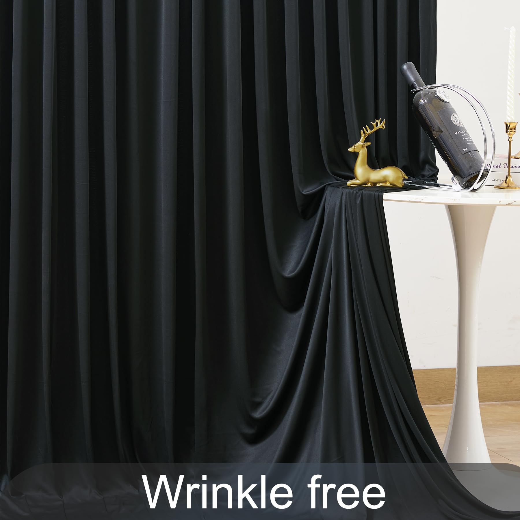Black Backdrop Curtain for Parties Wrinkle Free Black Photo Curtains Backdrop Drapes Fabric Decoration for Birthday Party Wedding 5ft x 8ft,2 Panels
