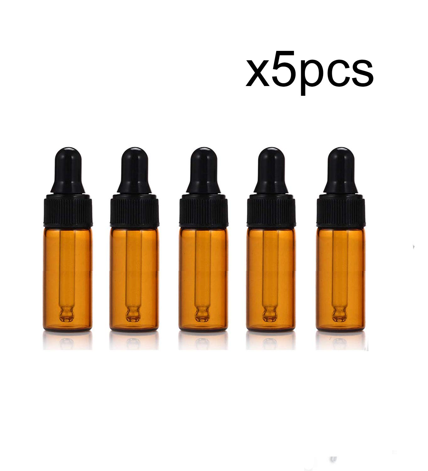 Elfenstall 10pcs 5ml 1/6oz Amber Mini Glass Bottle Amber Sample Vial Small Essential Oil Bottle with Glass Eye Dropper + Roller on Perfume bottle 1pc Clean Cloth + 1pc 3ml dropper