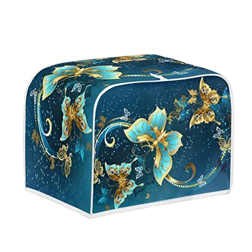 Dolyues 4 Slice Slot Toaster Cover Butterfly Print Bread Toaster Cover Bakeware Protector Bread Toaster Oven Cloth Cover Dust Protection Washable Appliance Cover