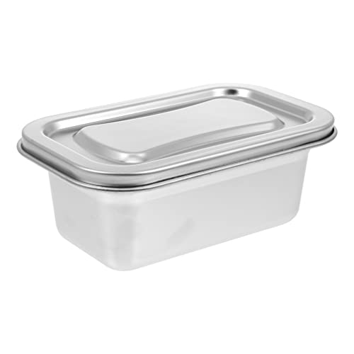Hemoton Reusable Ice Cream Storage Containers with Lids Stainless Steel Food Keeper Freezer Box Insulated Ice Cream Tub for Refrigerator Home Made Ice Cream
