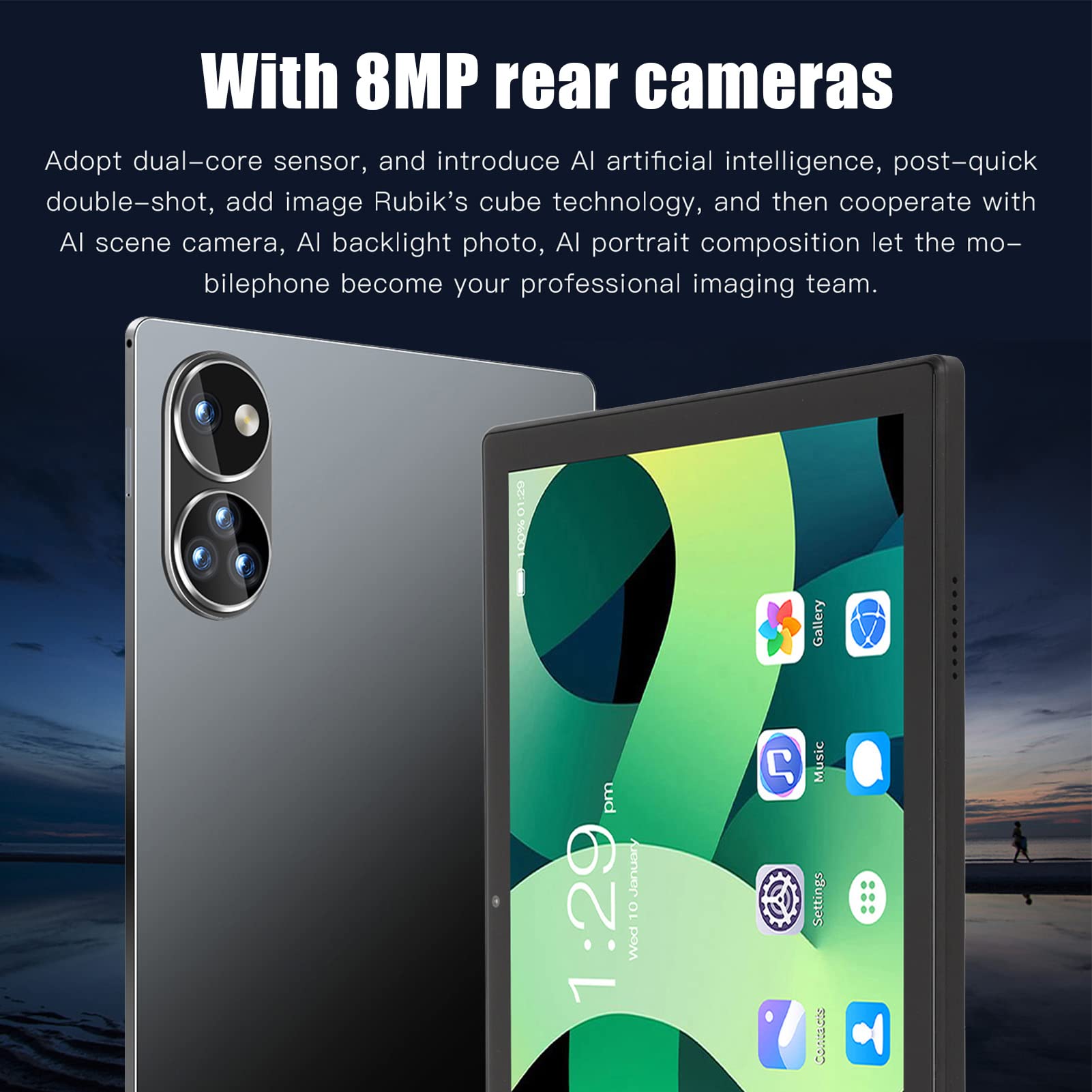 BTIHCEUOT 10.1 Inch Tablet Computer 2 Card Slots 4GB RAM 128GB ROM 2.4G 5G WiFi 100-240V 5MP Front Camera 8MP Rear for Entertainment (US Plug), Black (BTIHCEUOTr9gs1pkt8f-11)