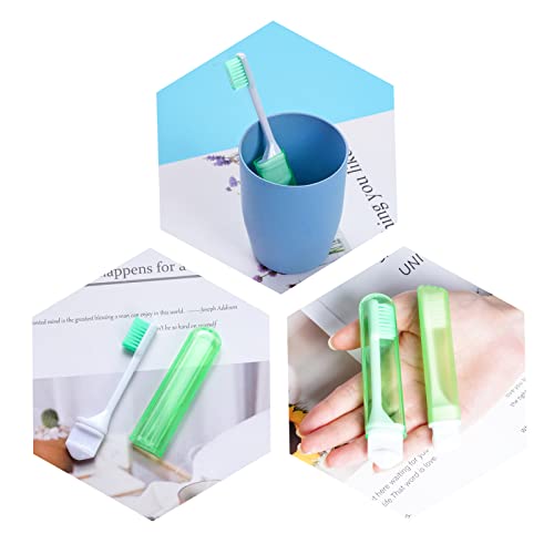 Fengek 10 Pieces Travel Toothbrush Kit, Mini Folding Toothbrushes with Case Portable Camping Toothbrush for Adults Travel, Hiking, Business Trip, 2 Styles 9 Colors