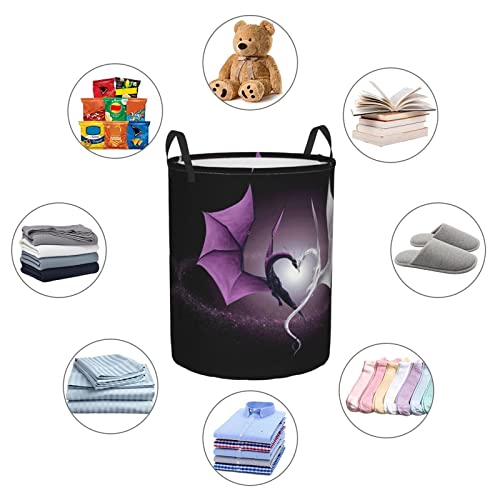 Dirty Clothes Baskets,Laundry Baskets, Purple And White Dragons Patterns,Waterproof Oxford Fabric,Strong And Durable,Can Also Be Used To Store Toys And Other Items.