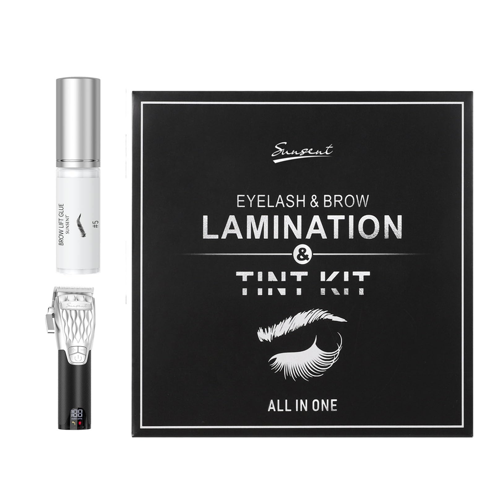 Brow Lamination Kit 4 in 1 | Black, SUNSENT Lash Lift and Perm Kit, Instant Eyelash and Eyebrow Quick Perm Lift For Eyelash Growth 12-weeks Long Lasting, KERATIN Safe Use for Home Salon (Set H)