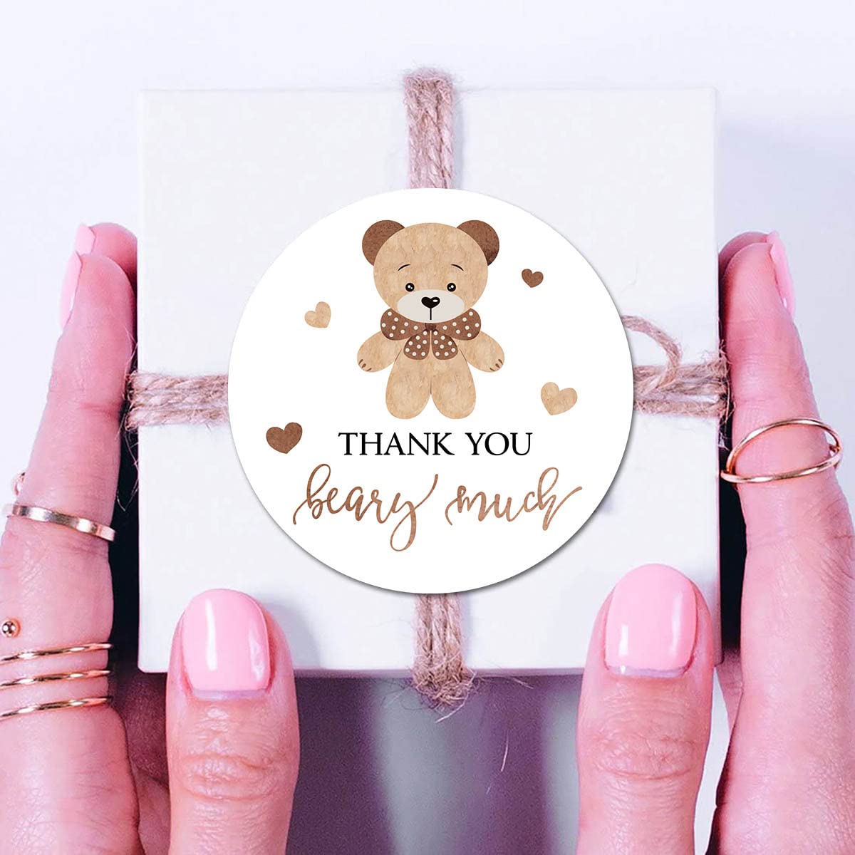 Brown Bear Thank You Stickers, 2 Inch Bear Boy Or Girl Baby Shower Birthday Party Labels 40-Pack