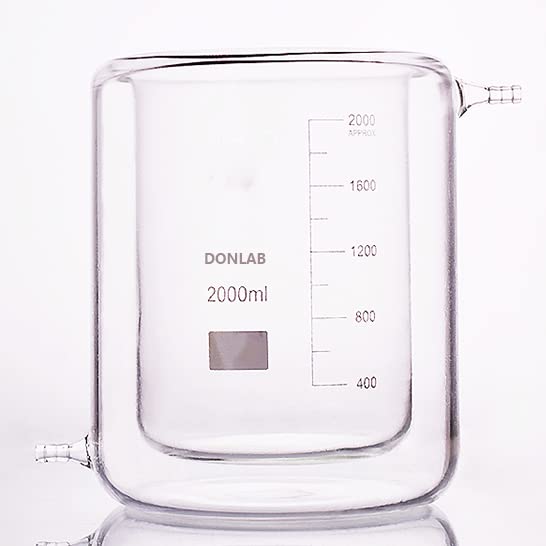 DONLAB CFN-2000 Glass 2000ml/2L Graduated Flat-Bottom Low-Form Jacketed Beaker Double-Layer Lab Reaction Beaker