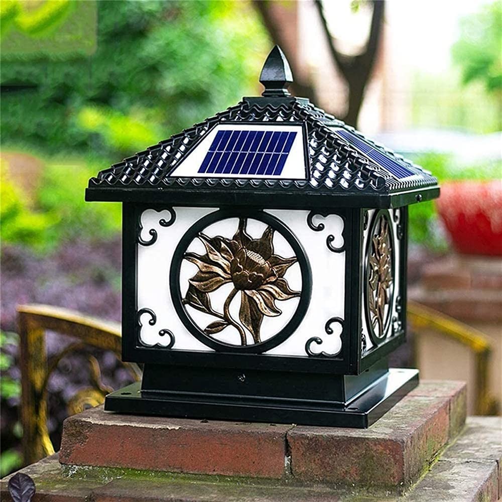 KLFJFD Solar Lights Outdoor,Chinese Pillar Light,Two-Color Adjustable,IP65 Waterproof Outdoor Post Lamp,for Home Garden Courtyard Villa,etc