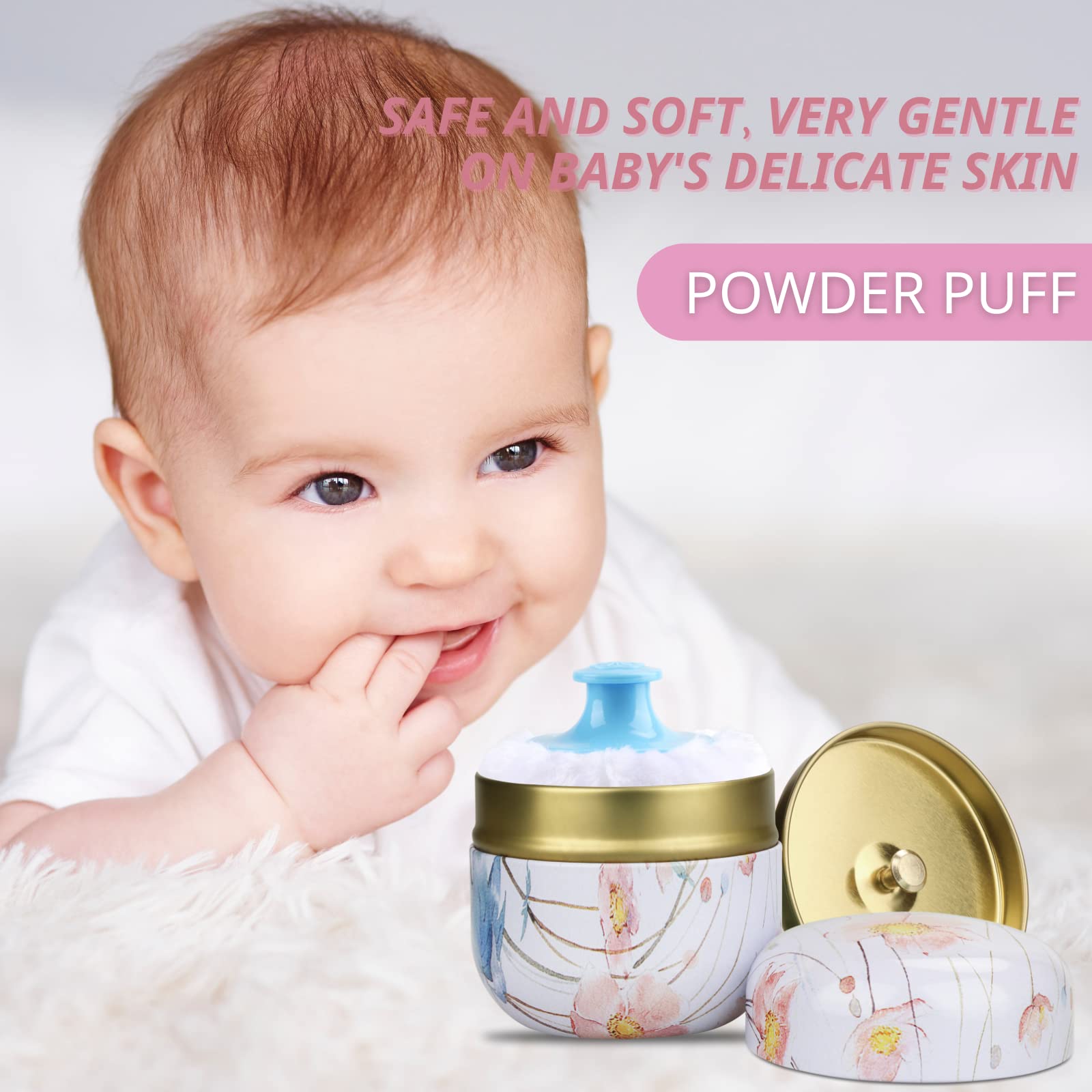 Body Powder Container with Powder Puff, Baby Women Powder Puff Container for Dusting Powder, Bath, Travel (Princess)