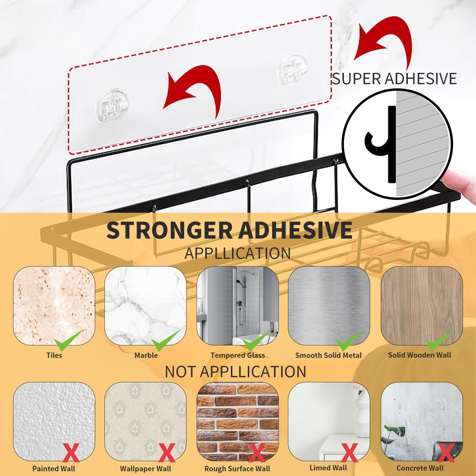 Carrie Joe 3Pack Shower Caddy Bathroom Organizers and Storage Shower Shelves Home Decor Apartment Essentials Kitchen Bathroom Accessories No Drilling