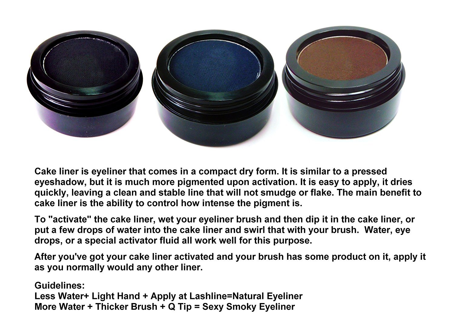 Pure Ziva Matte Cool Dark Navy Blue Cake Eyeliner & Pressed Eyeshadow, Water Activated Powder; Gluten & Cruelty Free