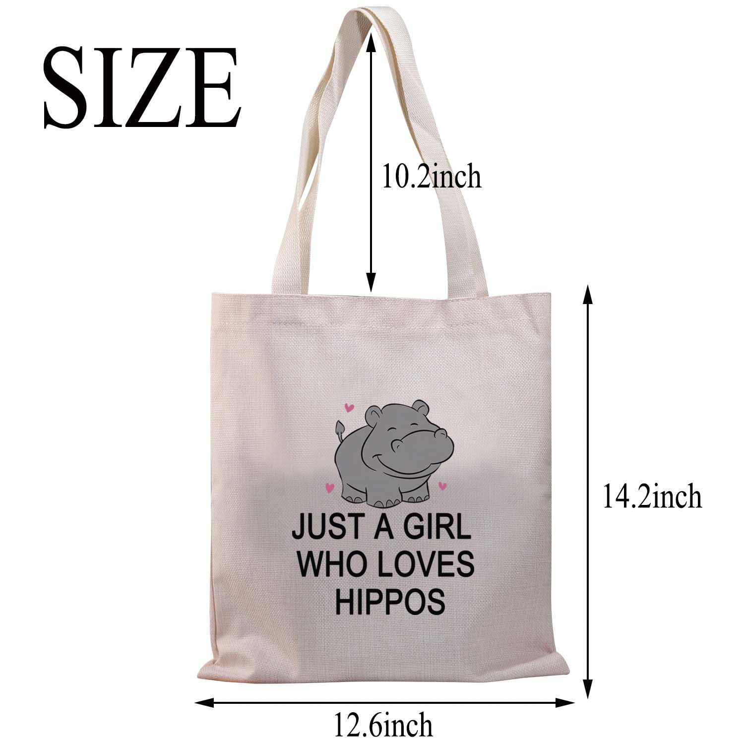 BDPWSS Hippopotamus Gift Hippo Lover Gift Just a Gi-rl Who Loves Hippos Inspirational Tote Bag (loves hippos TG)
