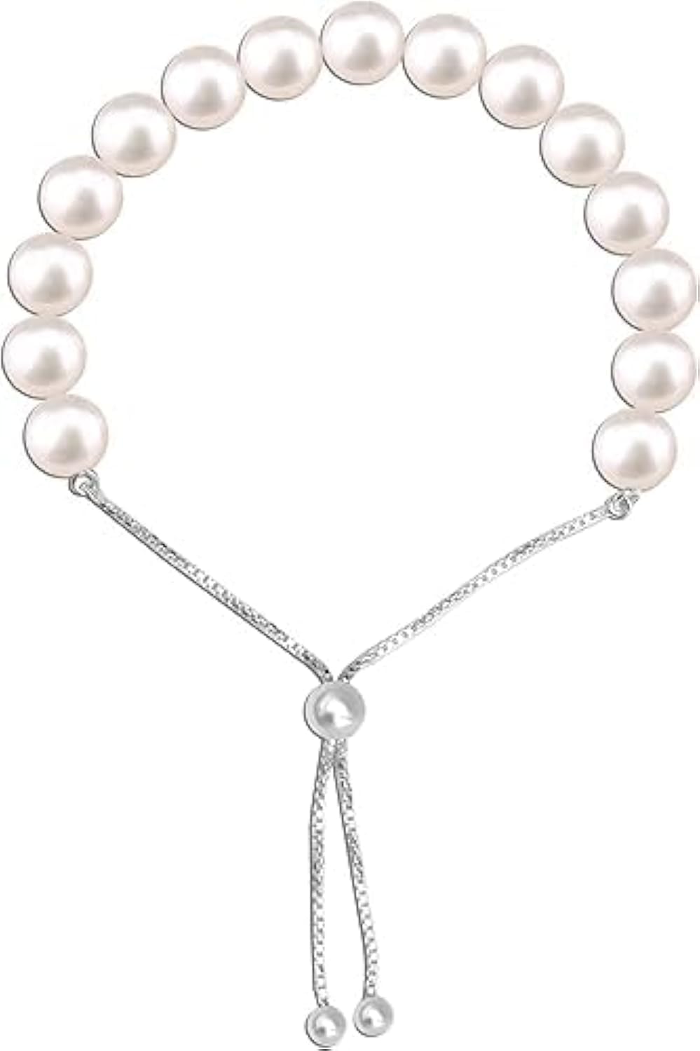 LeCalla Valentines Day Gifts 925 Sterling Silver Jewelry Sliding Pearl Bolo Bracelet for Women Teen