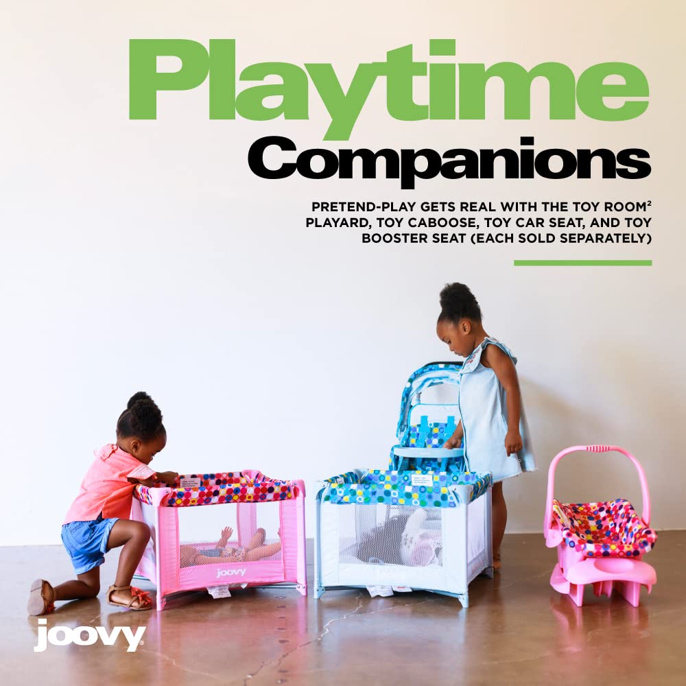 Joovy Toy Room² Playard Baby Doll Playpen Featuring Sturdy Steel Frame and Collapsible Design Allows for Easy Fold for Travel, and Travel Case - Large Enough for 22” Dolls (Blue Dot)