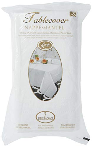 Linette 3 Ply Table Cover (7 Piece Package 54" X 108"), 7 Count (Pack of 1), White