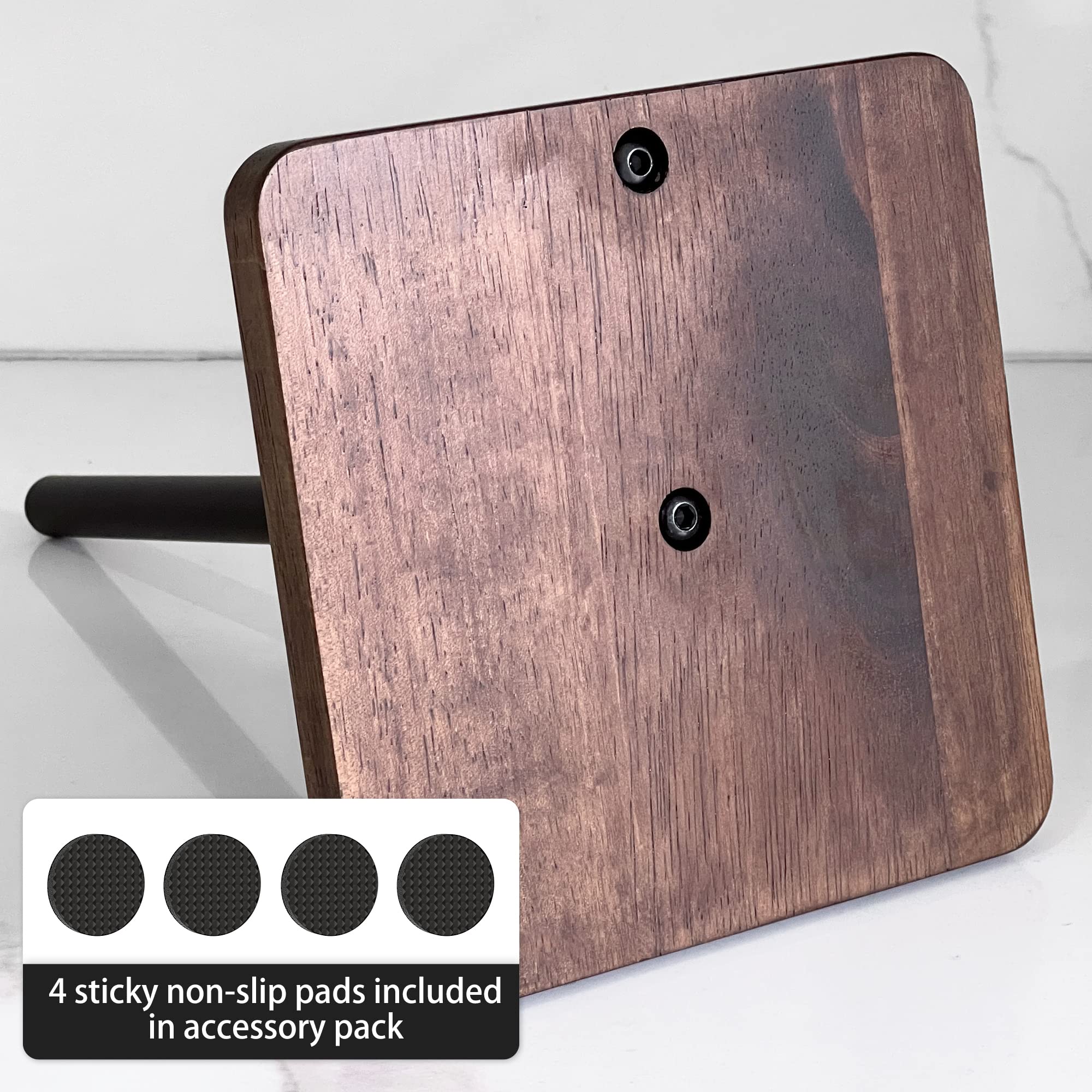 Black Paper Towel Holder Stand with Exquisite Wood Square Base, Niffgaff Free-Standing Paper Towel Roll Dispenser for Kitchen Countertop, Fits Standard and Jumbo Size Rolls