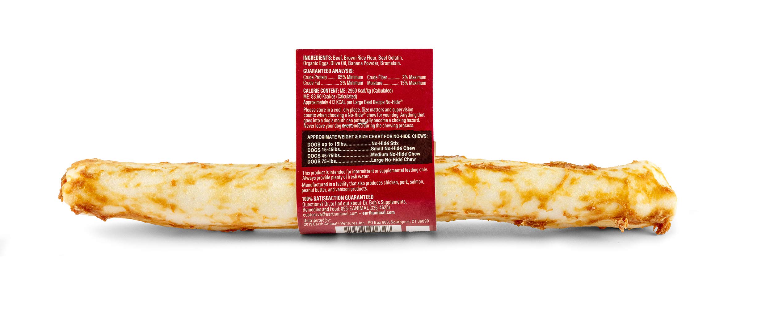 Earth Animal No-Hide Grass-Fed Beef Large Natural Rawhide Alternative Dog Chew, 1 Chew