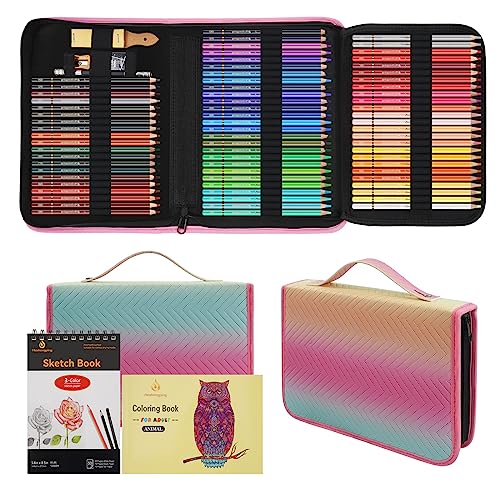 Heshengping 72 Color Artist Colored Pencils Set for Adult Coloring Books, Soft Core, Professional Numbered Art Supplies Drawing kit for Coloring Sketching Blending Crafting, Gift for Beginners Teens