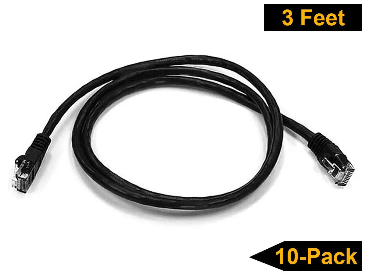 iMBAPrice 15' Cat5e Network Ethernet Patch Cable, 10 Pack, Black (IMBA-CAT5-15BK-10PK)