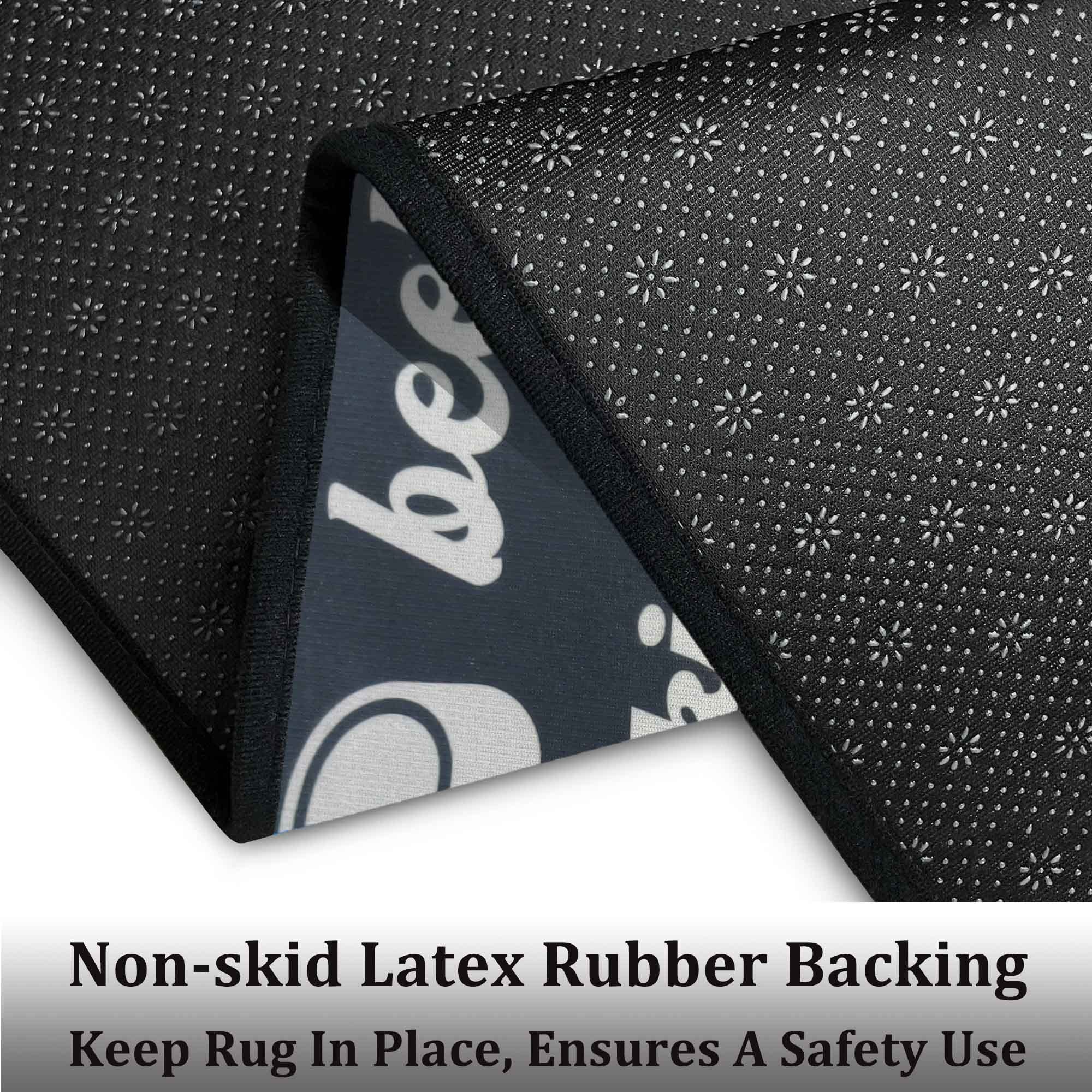 Black Kitchen Rugs Set of 2 - Kitchen Floor Mats Non-Slip Backing - Kitchen Mat Washable Doormat Runner Rug Set for Home Accessories and Decor 17x47.2 and 17x30 inches.