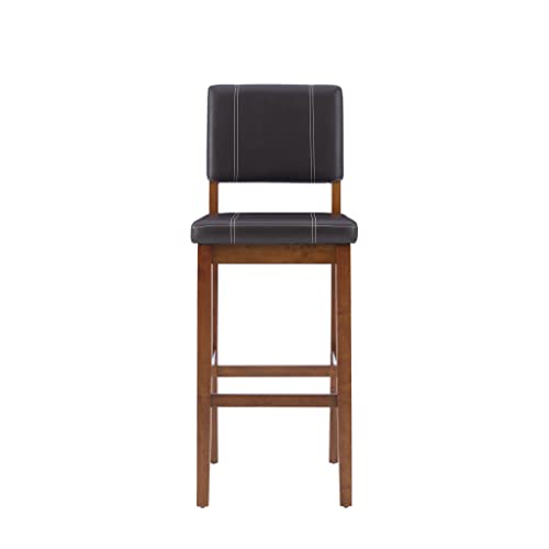 Linon Home Decor Milano Bar Stool, Medium Dark Walnut, 30-Inch