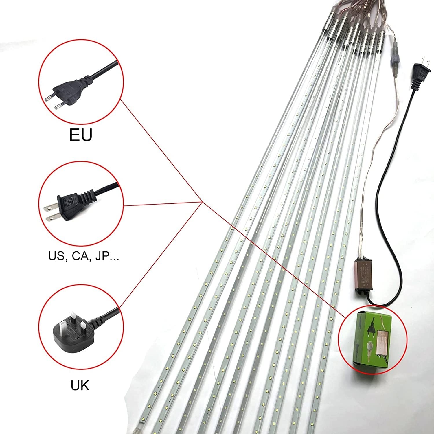 LED Meteor Shower Lights 30cm 10 Tubes 300 LED High Brightness Lcicle Cascading Icicle String Light for Christmas New Year Night Lighting Garden Tree Home Decor, Blue
