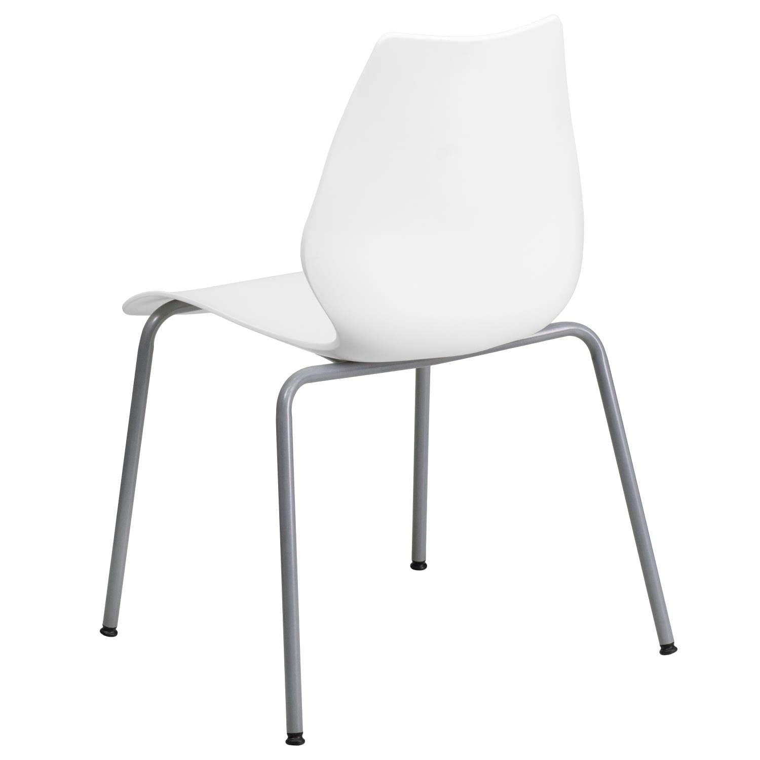 Flash Furniture HERCULES Series 770 lb. Capacity White Stack Chair with Lumbar Support and Silver Frame